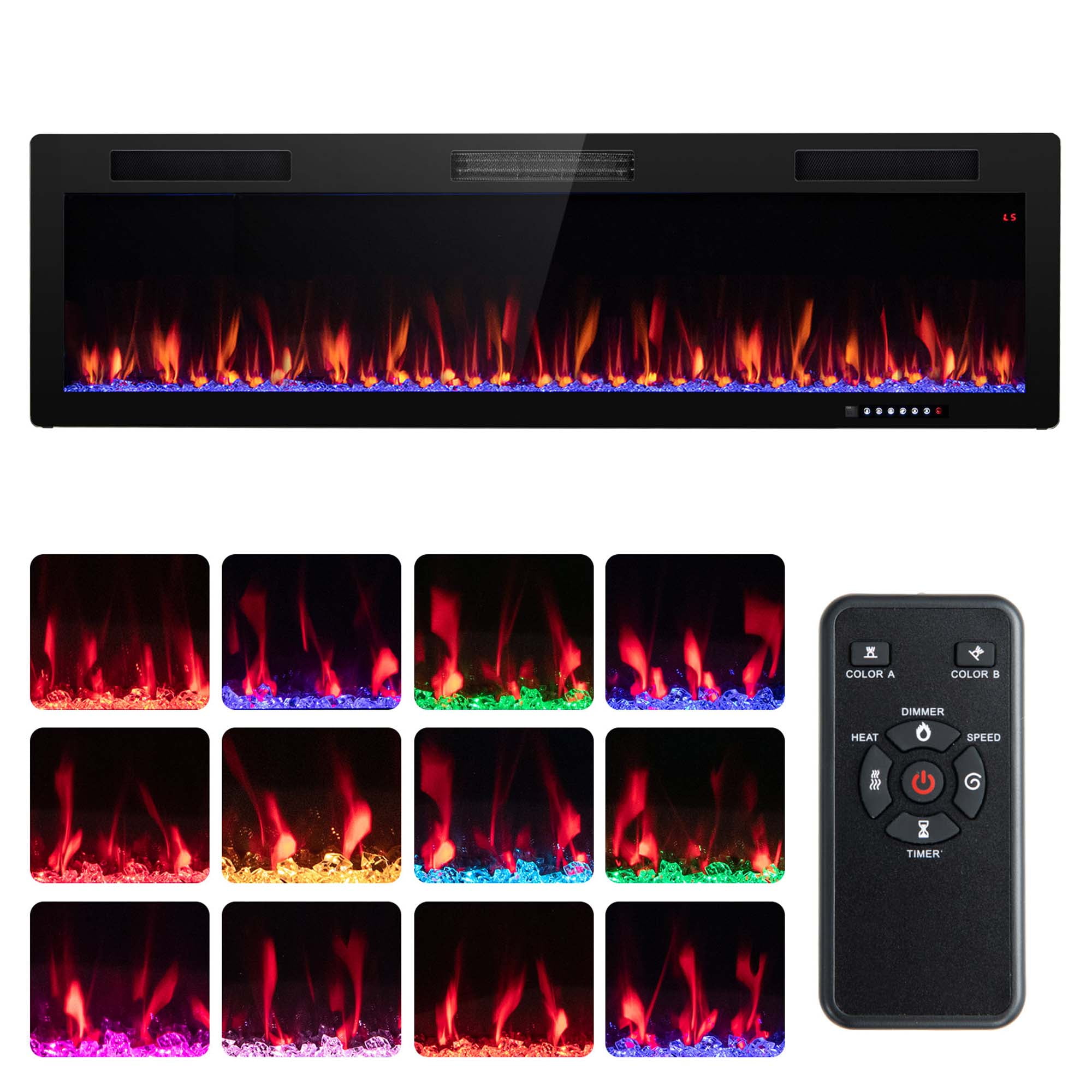 Click here for Costway 60 Linear Electric Fireplace 1500w Recesse... prices