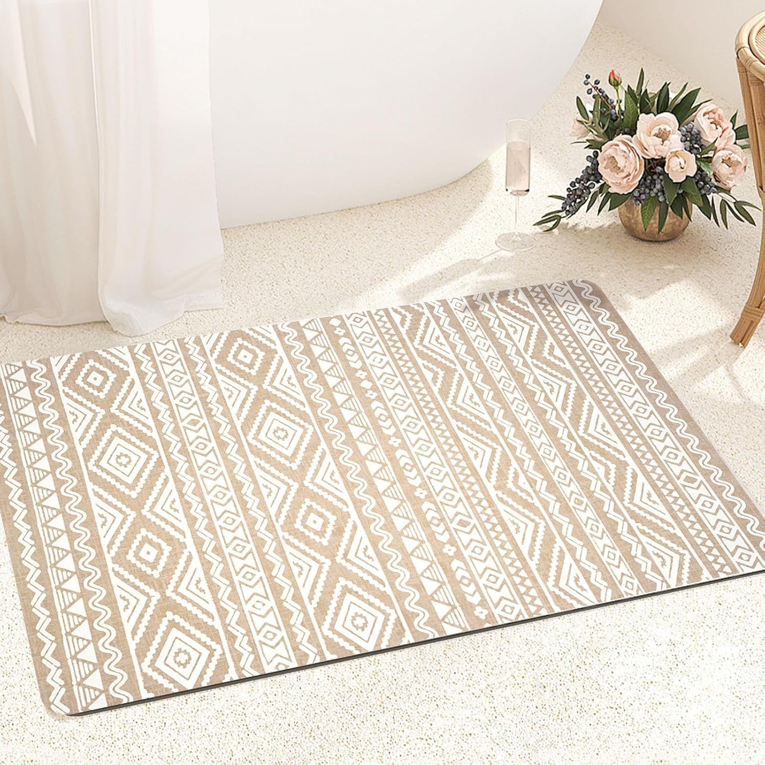 Click here for Haretu Bohemian Bath Mat Soft Boho Bathroom Mat No... prices