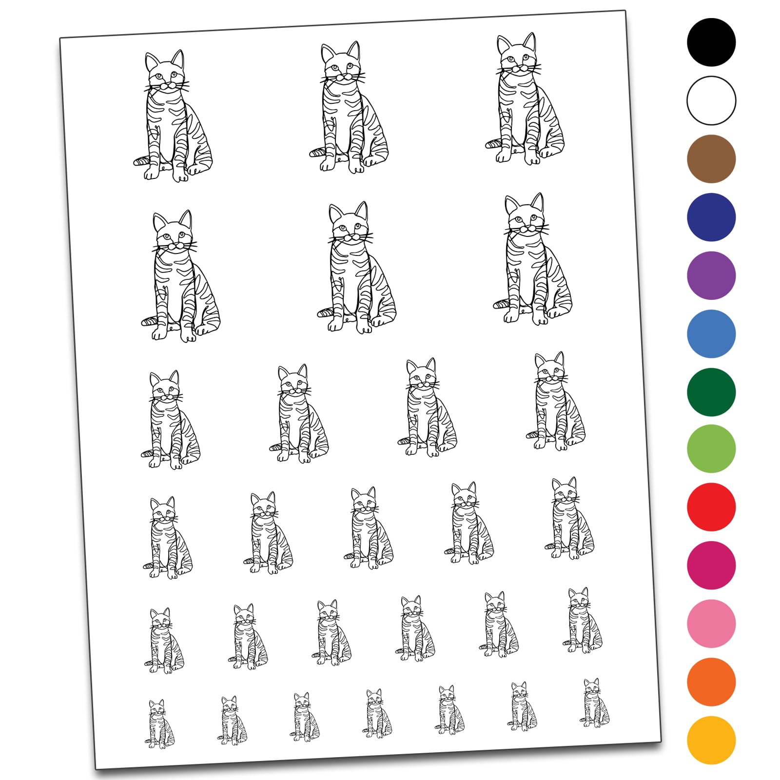 Cat Artsy Contour Line Water Resistant Temporary Tattoo Set Fake Body ...