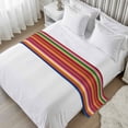 Abstract Bed Runner King Size Colorful Mexican Stripe Pattern Orange ...