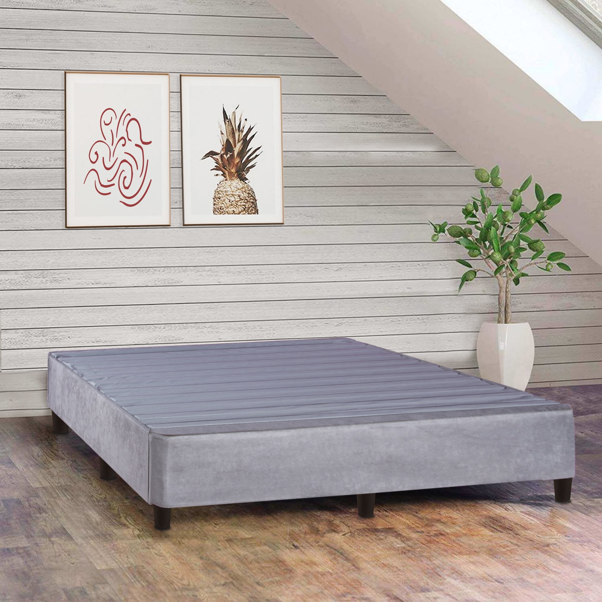 Wayton-Continental Sleep, 13” Platform Bed with Leg, Gray, Queen ...