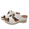 Caywon Womens Hollow Out Wedge Slide Sandals, Metal Accent Thick Sole ...
