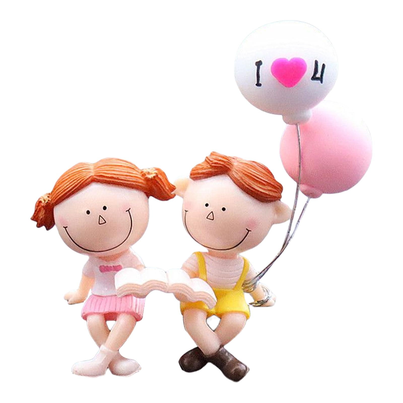 Little Cartoon Couples Figurines, Table car Accessories Decorative with ...