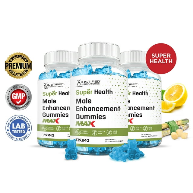 (3 Pack) Super Health Male Enhancement Max Gummies 1393MG 180 Gummys ...