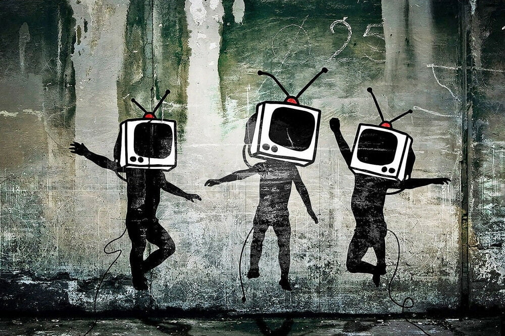 Banksy--People With Television Heads - CANVAS OR PRINT WALL ART ...