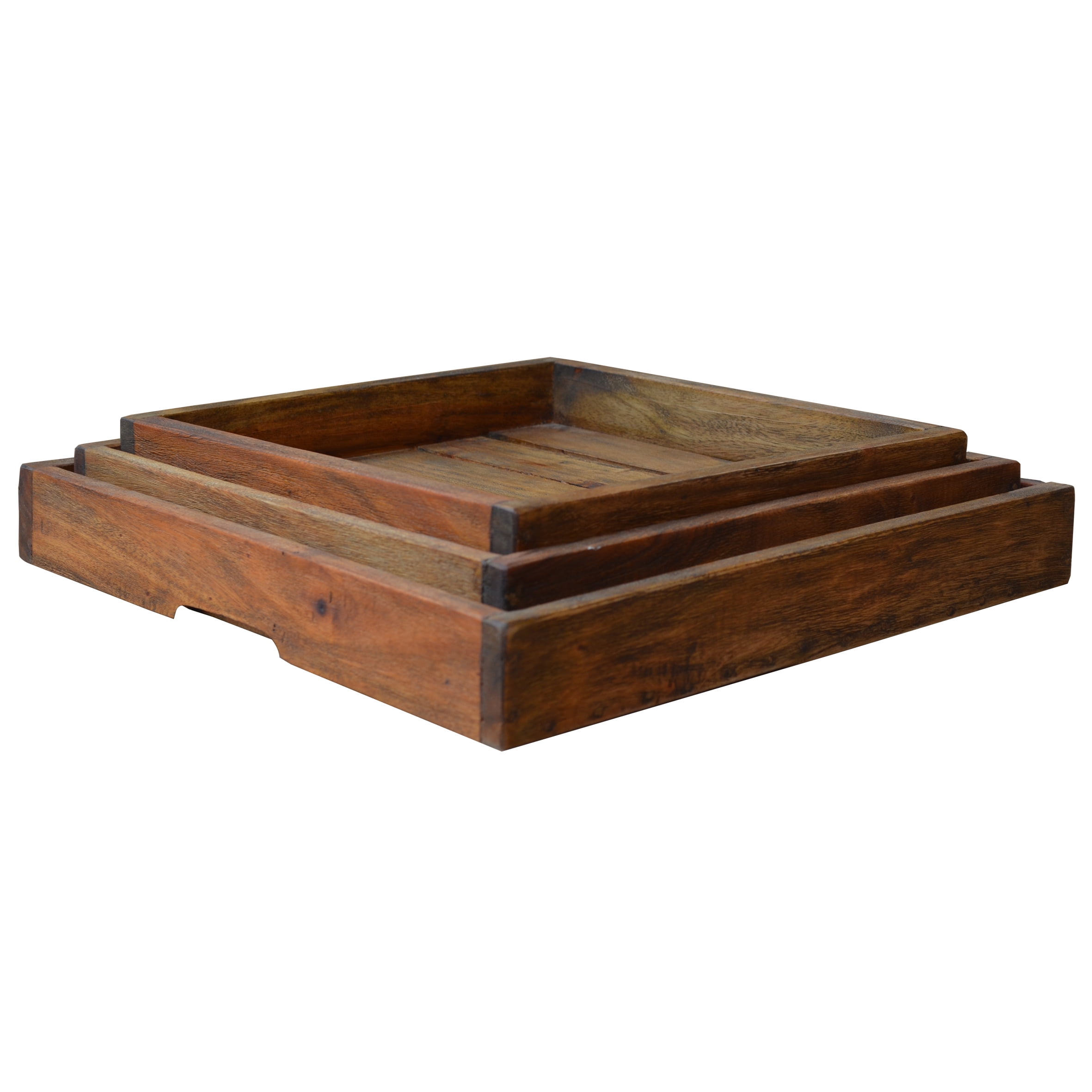 A&B Home Trays, Recycled Wood, Set of 3 - Walmart.com