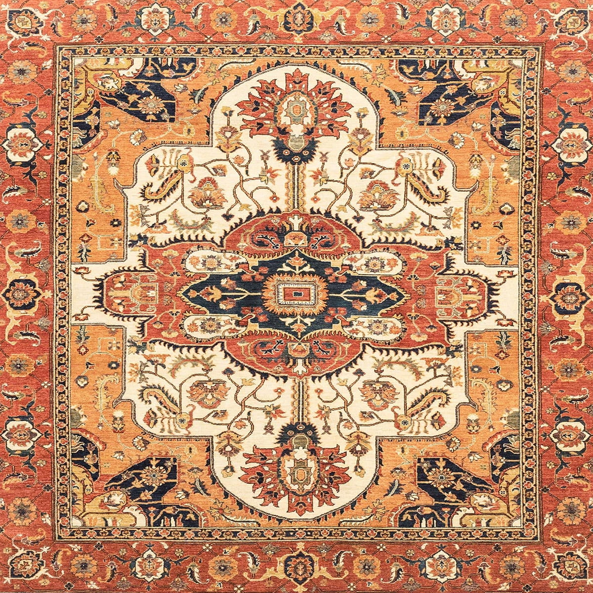 Ahgly Company Machine Washable Indoor Square Abstract Yellow Orange ...