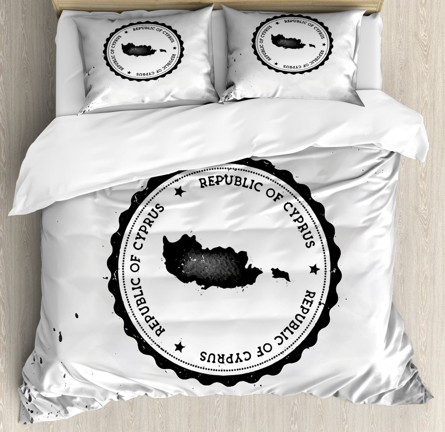 Cyprus Duvet Cover Set Queen Size, Watercolor Pattern Art Rounded ...