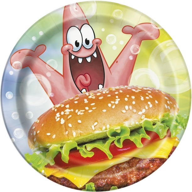SpongeBob SquarePants Birthday Paper Dessert Plates, 7in, 8ct - Walmart.com