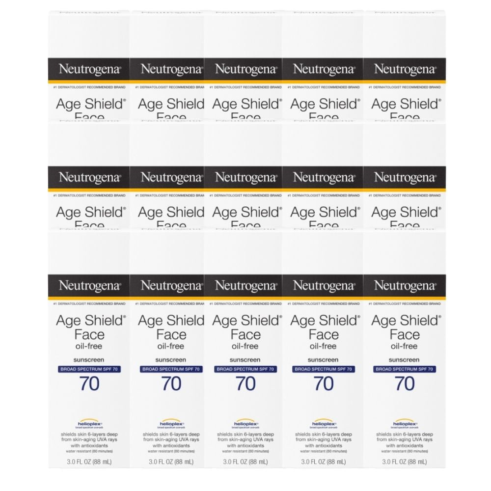 Age Shield Face Oil Free Sunscreen Lotion PABA-Free Pack of 15, 3 Fl OZ ...