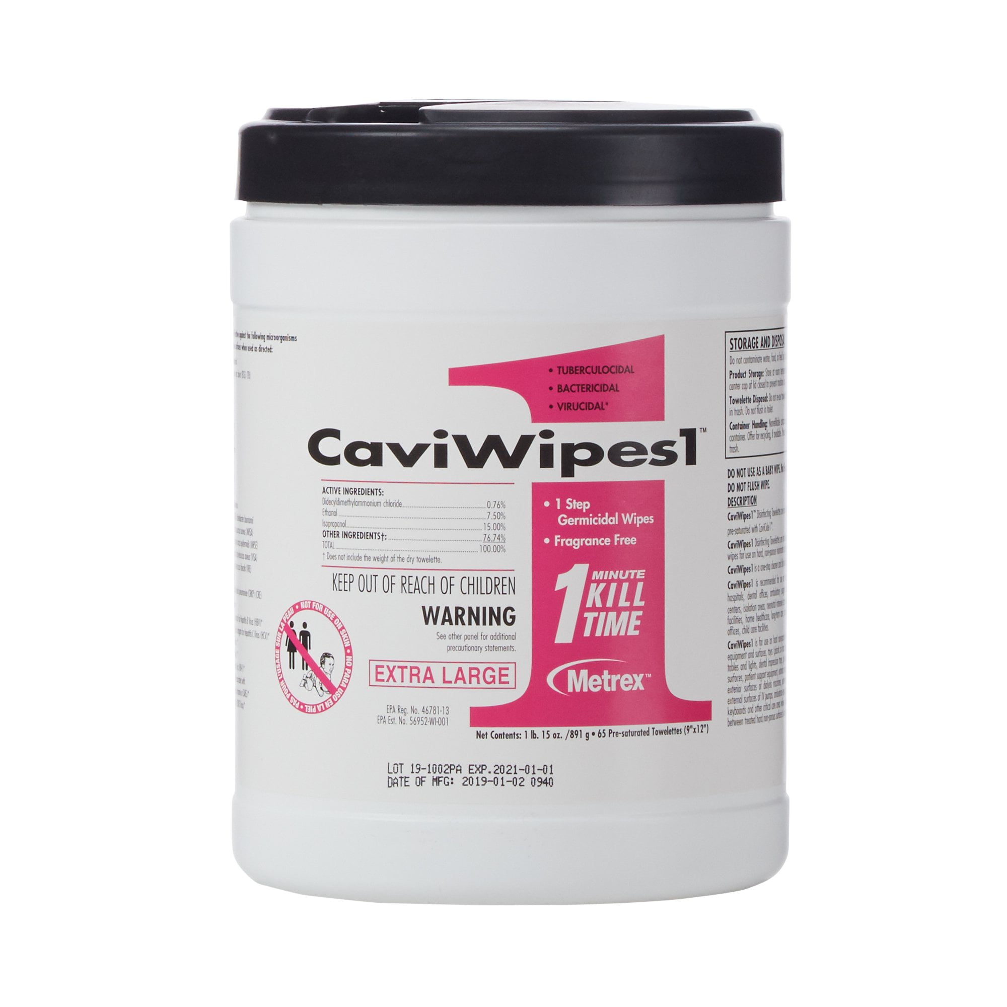 CaviWipes1 Surface Disinfectant Premoistened Wipe 65 Count Canister ...
