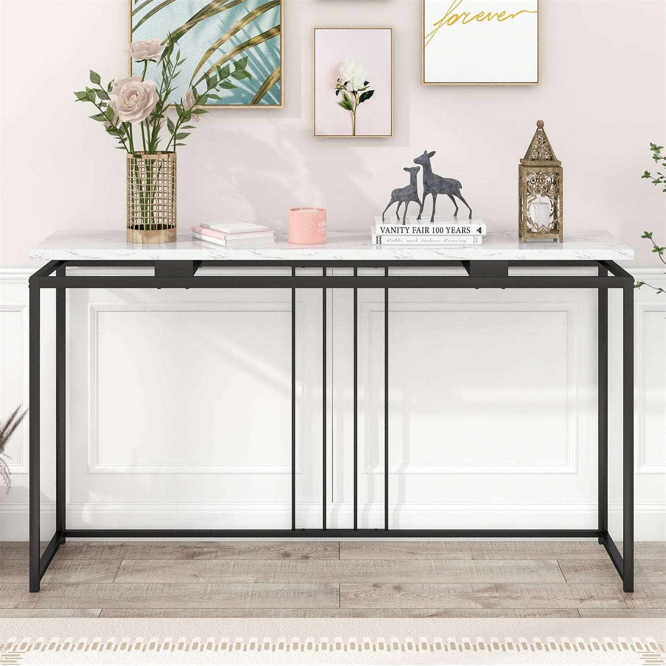 63'' Modern Console Table, Extra Long Entryway Table with Metal Frame ...