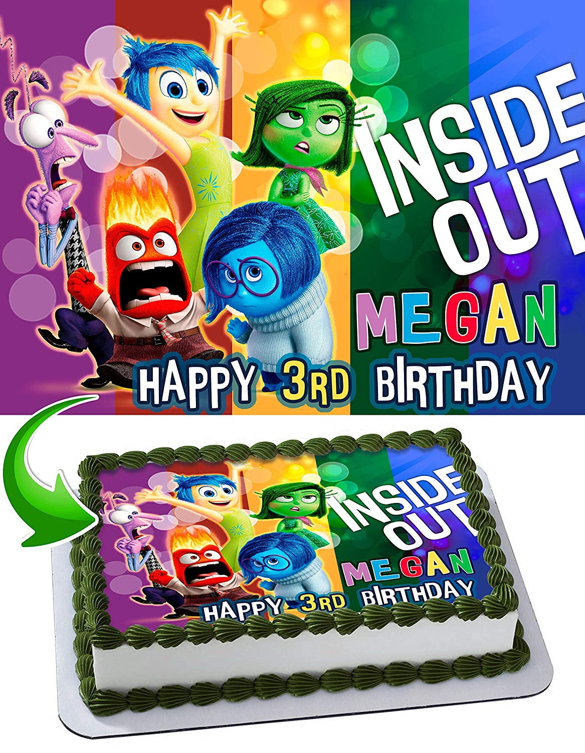 Inside Out Edible Cake Image Topper Personalized Picture 1/4 Sheet (8 ...