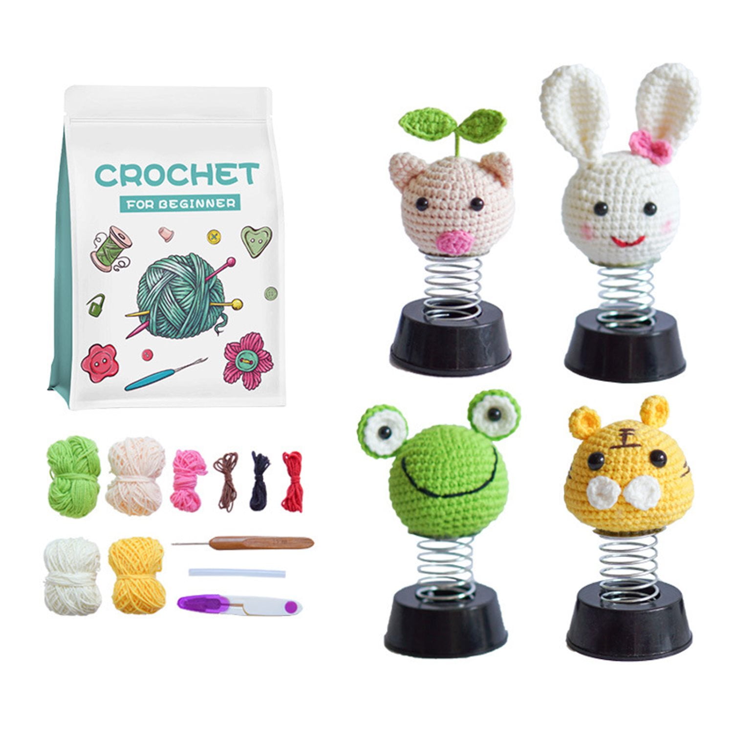 Beginners Crochet Kit with Easy Peasy Yarn DIY Crochet Animal Kit with ...