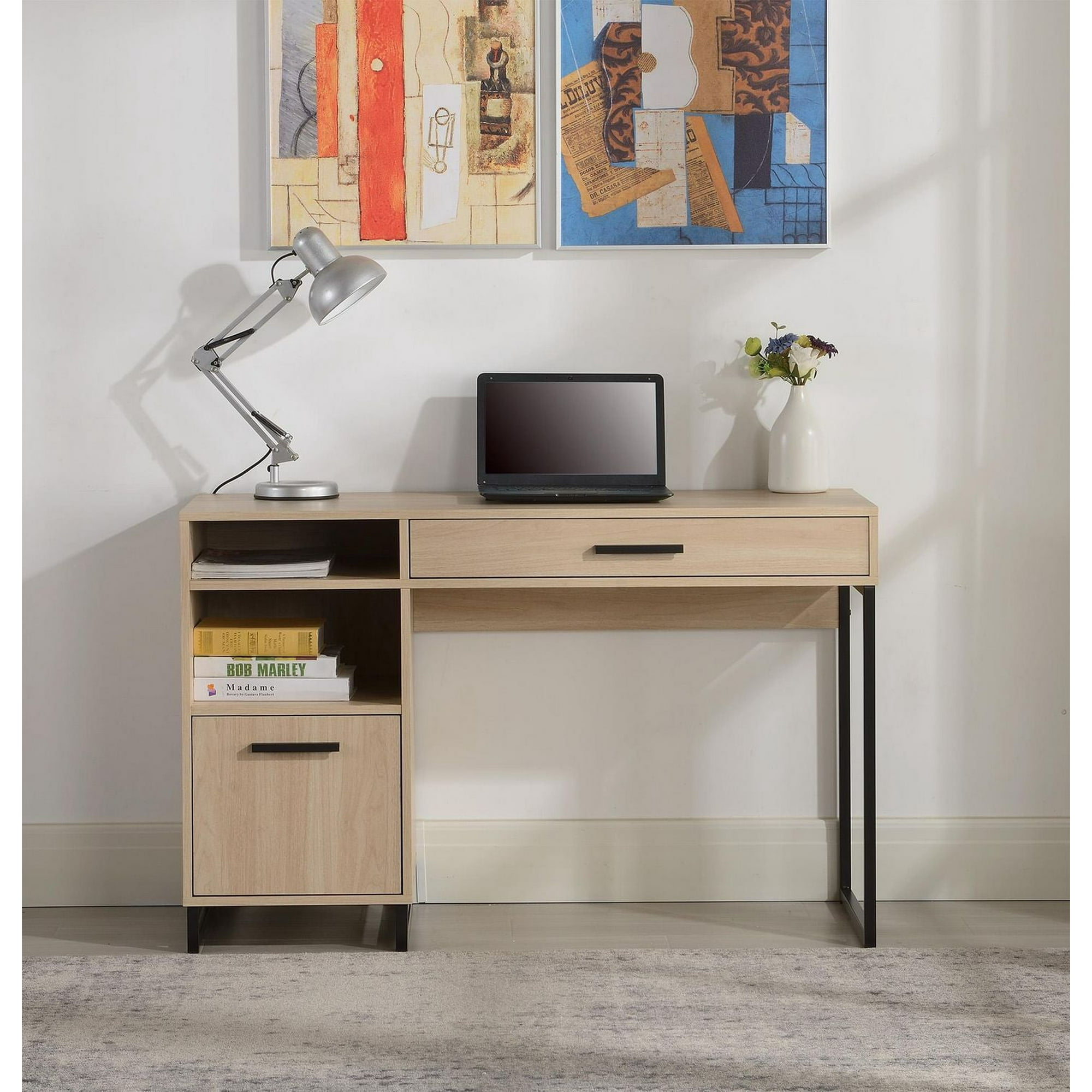 Click here for Mainstays Wood & Metal Writing Desk With 1 Drawer... prices