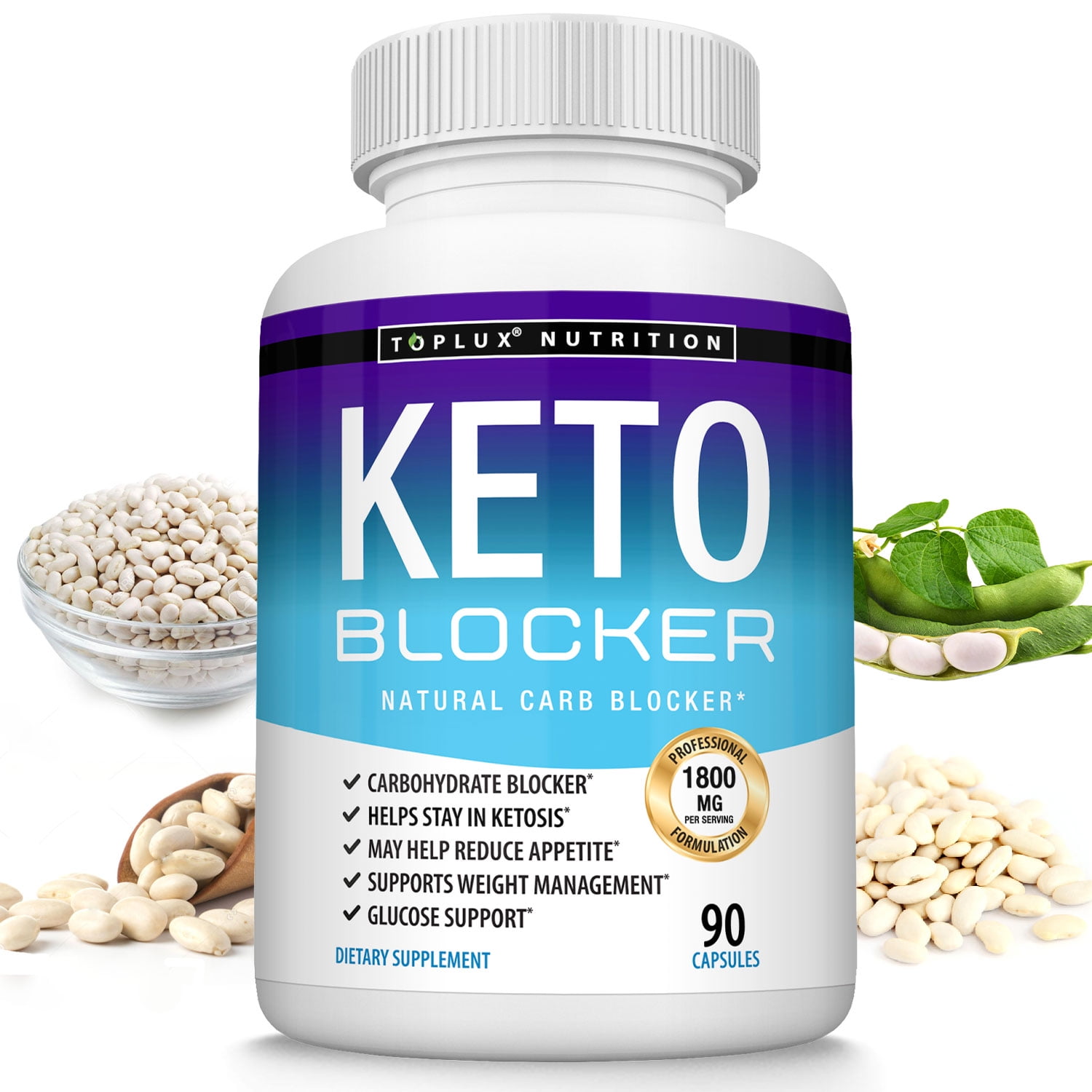 Toplux Keto Blocker Pills White Kidney Bean Extract 1800mg Support Keto ...