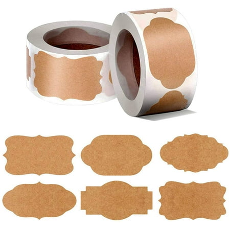 Kraft Paper Label Stickers, 600 Pieces Self-adhesive Labels, Office and ...
