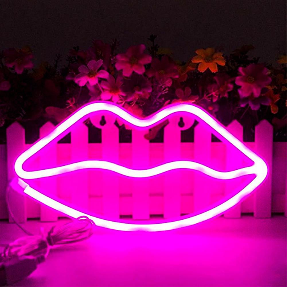 Clairlio Indoor LED Neon Sign Night Lights Lips Lamp Party Wall Decor ...