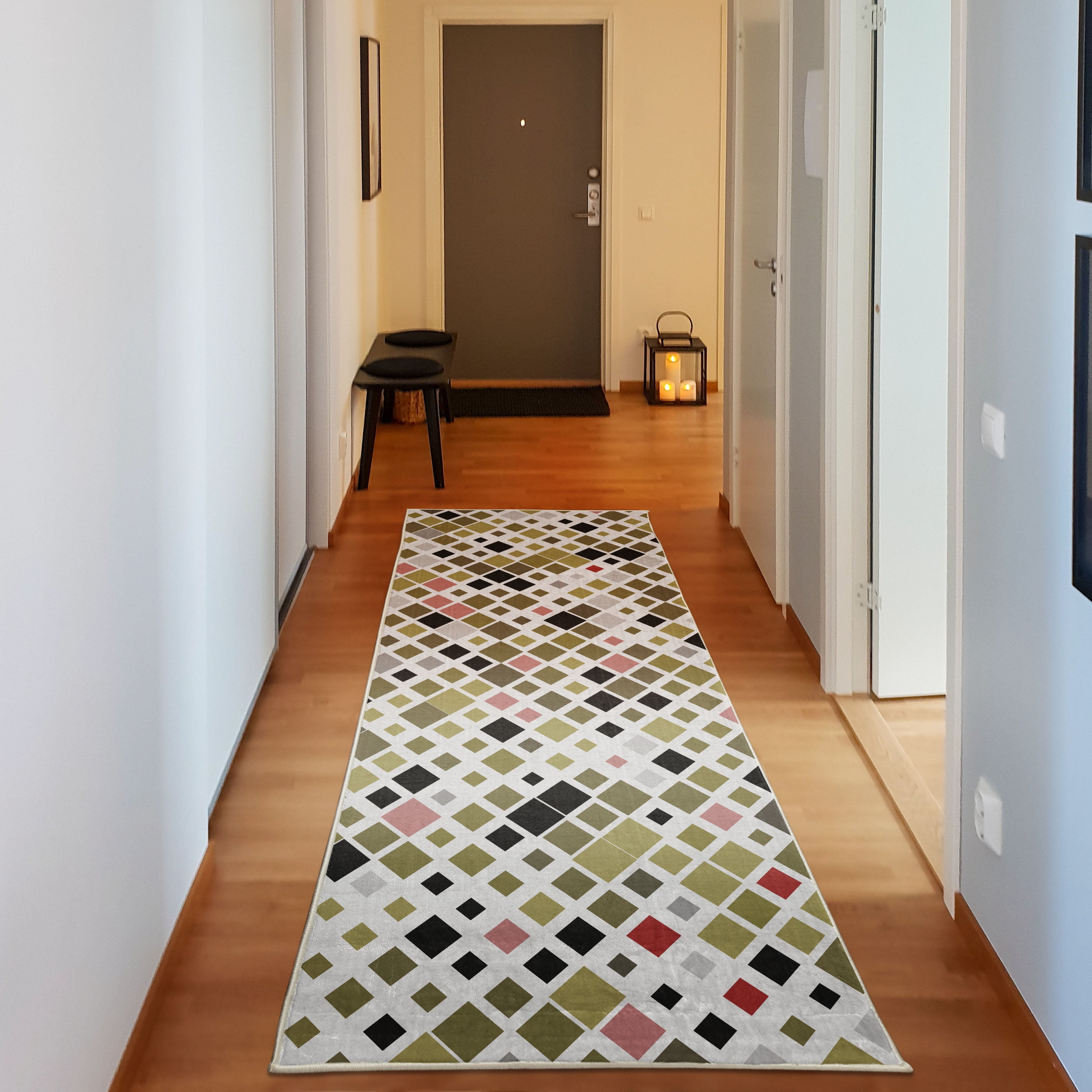 Ethnic Decorative Rug, Retro Mosaic Creative Pattern Square Rhythm ...