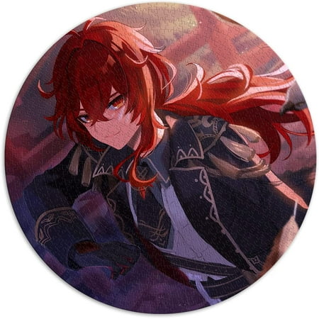 Genshin Impact Hu Tao 1000 Piece Circular Puzzle Brain Intelligence Challenge 26.5"x26.5" Great ...