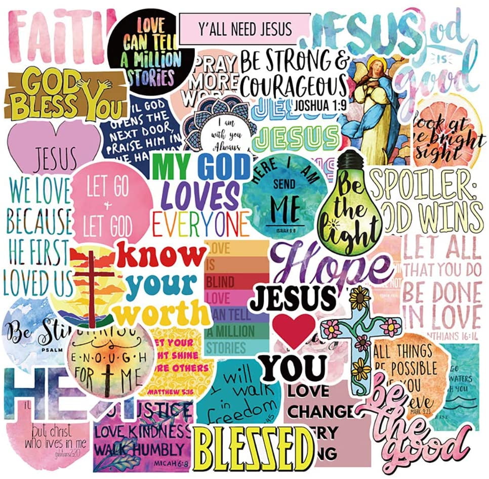 Jesus God Bless You Sticker Pack of 50 Christian Stickers Faith Wisdom ...