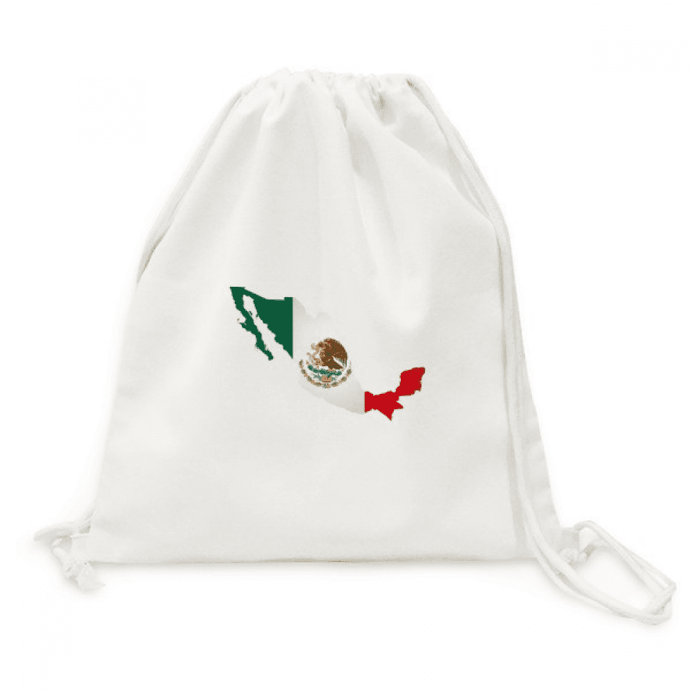 Red Green Mexico Map Emblem Eagle Eat Snake Backpack Canvas Drawstring ...