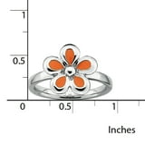 Sterling Silver Polished Orange Enameled Flower Ring - Walmart.com