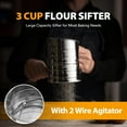 Badiano 3 Cup Stainless Steel Flour Sifter, Rotary Hand Crank, 2 Wire ...