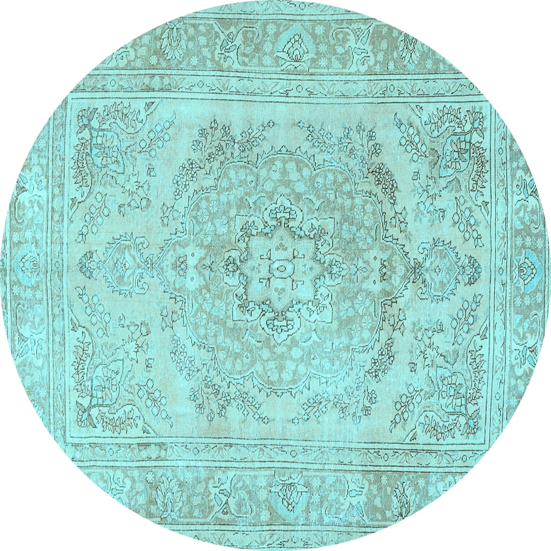Ahgly Company Indoor Round Persian Light Blue Traditional Area Rugs, 4 ...