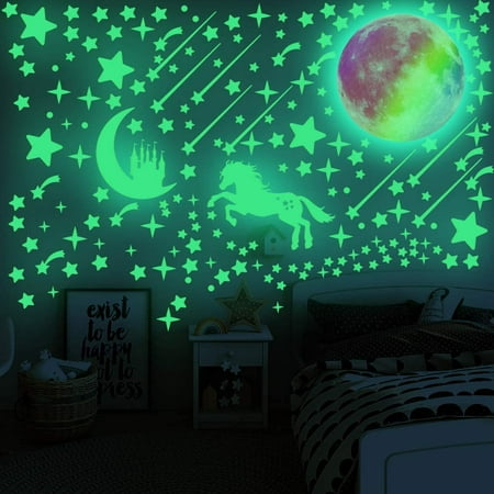 Glow in The Dark Decals Glowing Castle Stars Moon and Stick Wall Decals ...