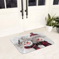 Nelaau Christmas Snowman With Hat Print Flannel Anti-slip Floor Mat ...