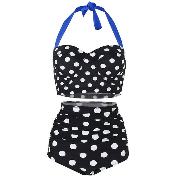 Vintage Polka Dot Bikini Swimsuit for Womens Retro High Waisted Bathing ...