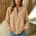 Casual Tops for Women Trendy Solid Zipper Crew Neck Long Sleeve Tops ...