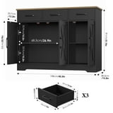 Homfa 42.5‘’ Kitchen Buffet Sideboard Cabinet, 3 Drawers Farmhouse Coffee Bar Storage Cabinet ...