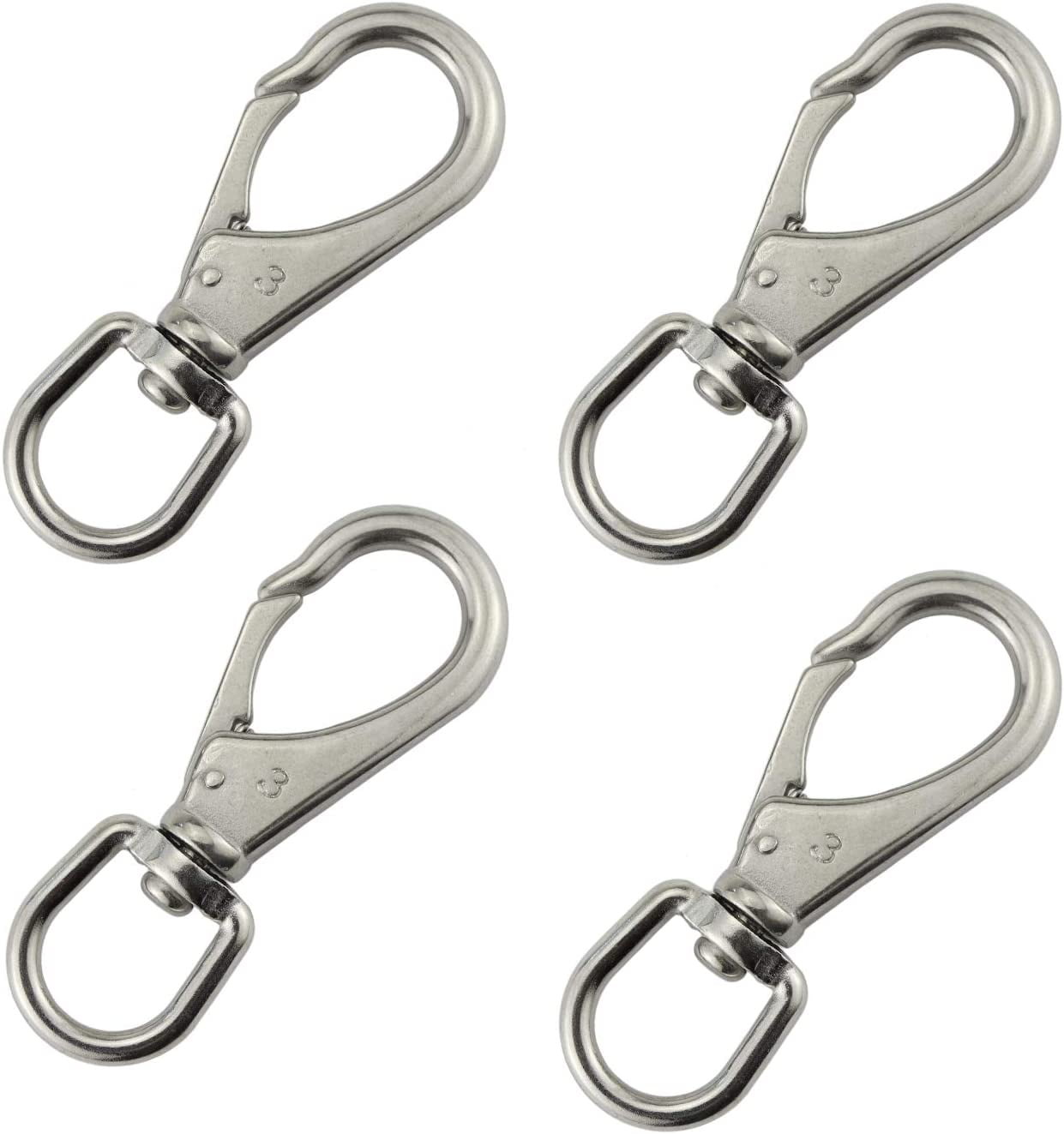 4Pack Stainless Steel 304 Swivel Eye Snap Hooks (Stand 3#/M7 ...
