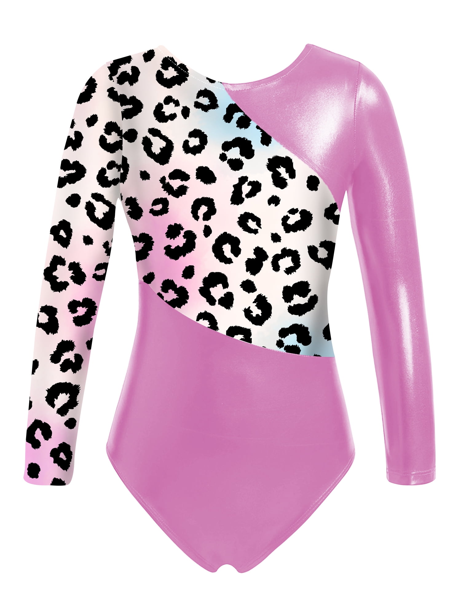 YiZYiF Girls Leopard Patchwork Ballet Dance Leotard Long Sleeve ...