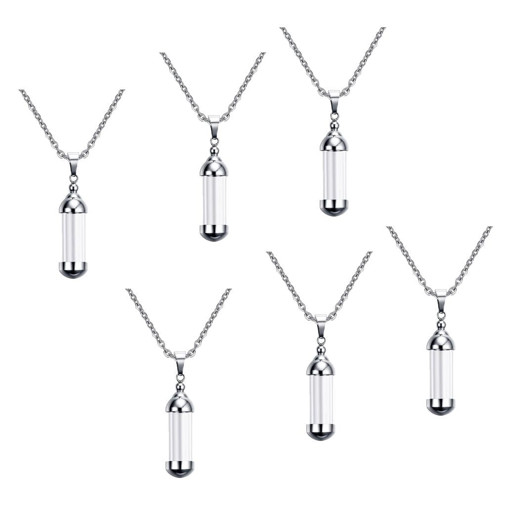 6Pcs Screw Tube Glass Bottle Cage Charm Locket Urn Pendant Necklace ...