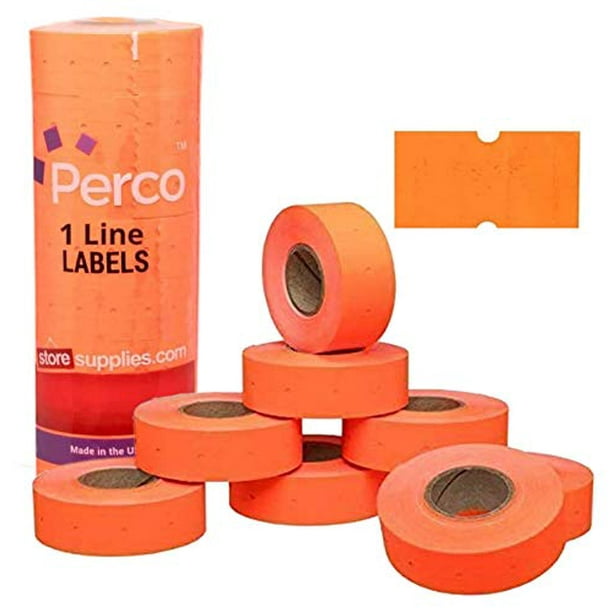 Perco 1 Line Fluorescent Red Labels - 1 Sleeve, 8,000 Blank Pricing ...