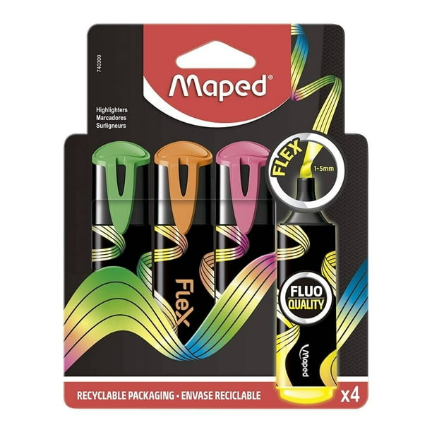 Paquete de Marcatextos Maped Fluo'Peps Flex 4 pzas | Walmart en línea