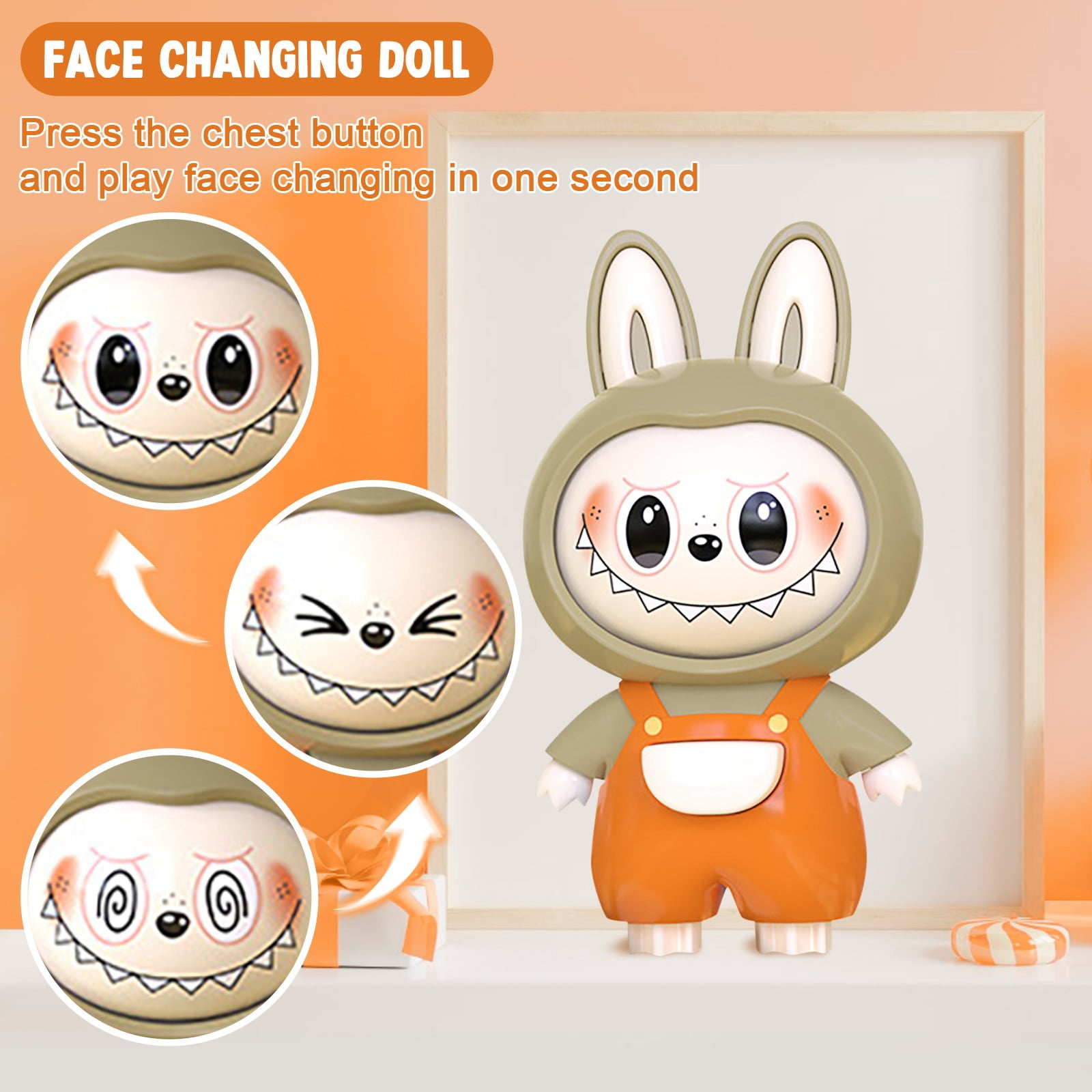 Labubus Original Pop Mart Labubu Face Changing Doll Pressing Face ...