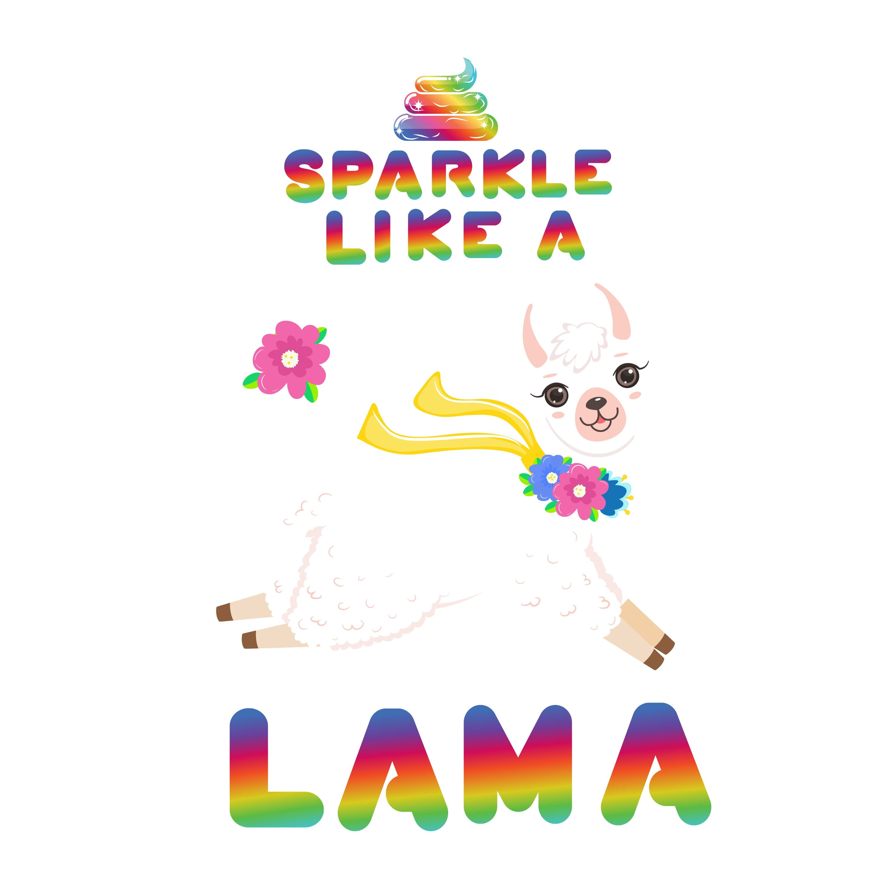 LLAMA - Vinyl Kids Bedroom Sparkle Like A Lama Rainbow Colored Font ...