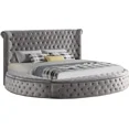 Modern Glam Eastern King Round Storage Bed, Velvet Tufted Platform ...