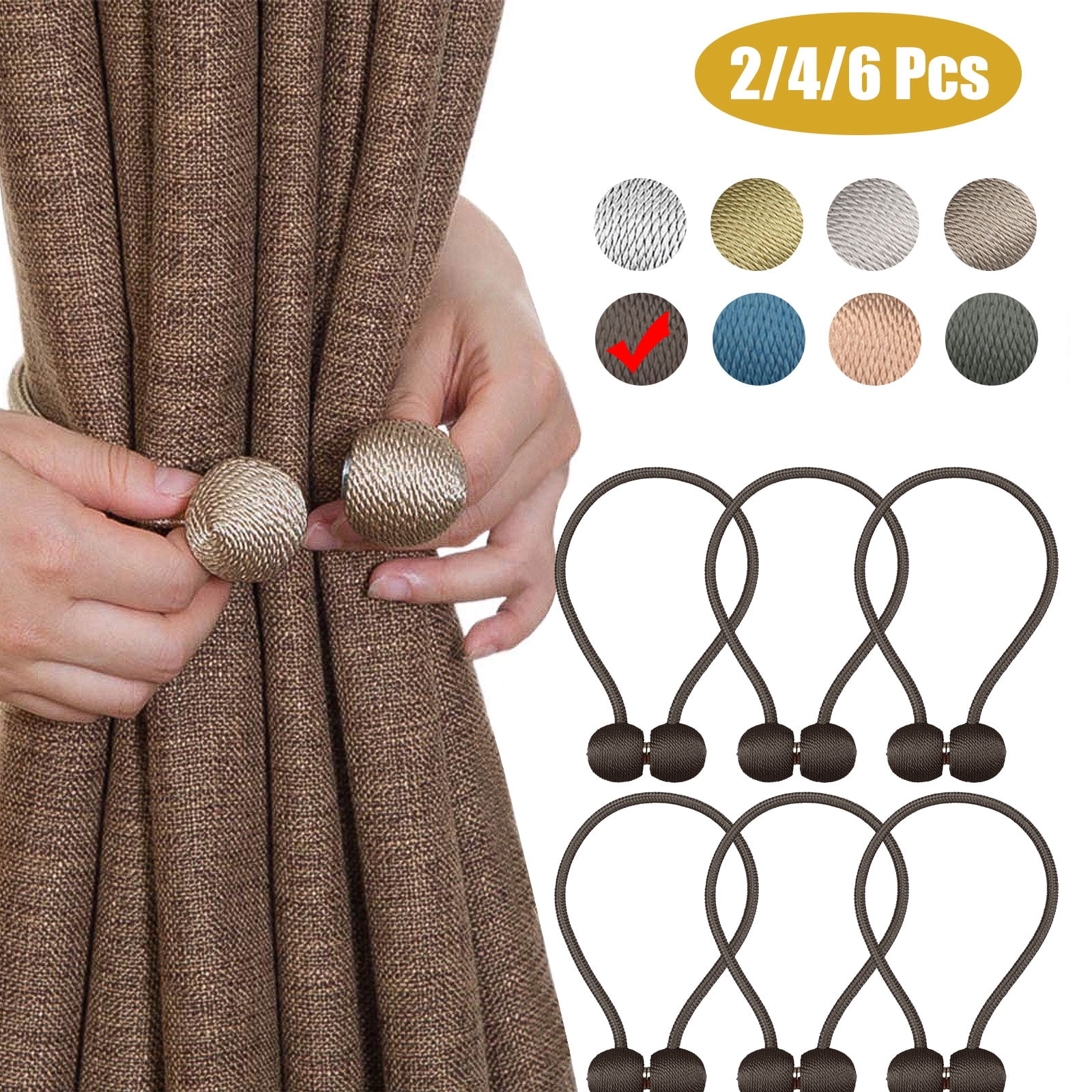 2/4/6pcs Magnetic Curtain Tiebacks Holdbacks, Decorative Rope Holdback ...