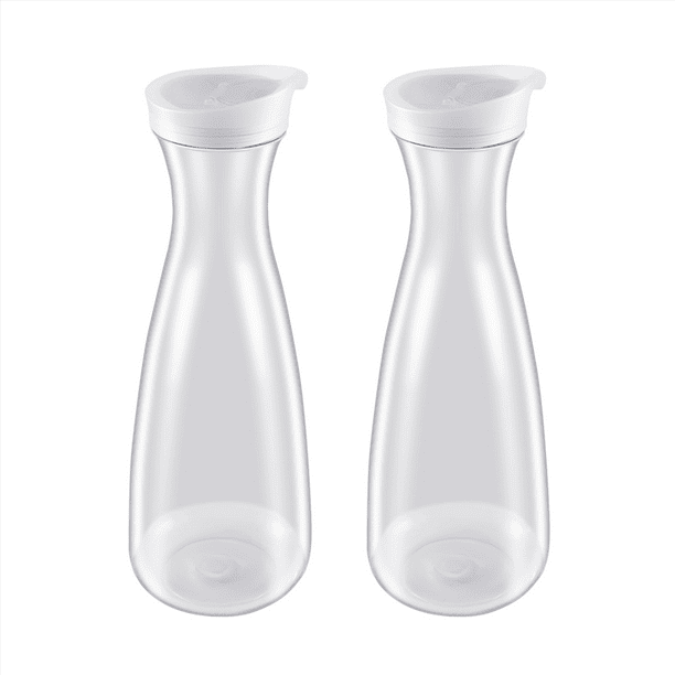 2Pcs 1.6L Plastic Water Carafes with White Flip Tab Lids- Food Grade ...