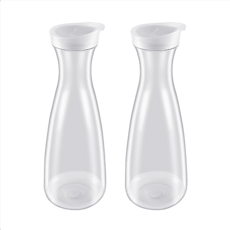 2Pcs 1.6L Plastic Water Carafes with White Flip Tab Lids- Food Grade ...