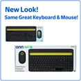 onn Multi-Device Wireless Full-Size Keyboard and 3-Button Mouse Set ...