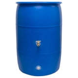 Good Ideas Eco-Friendly Big Blue 55 gal. Rain Barrel with Mesh Screen ...