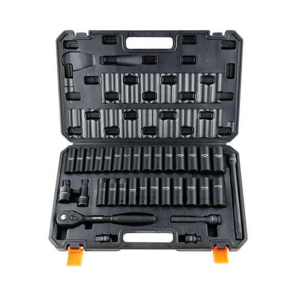 1/2 Drive Impact Socket Set, 33 Piece - SAE 3/8-1", Metric 10-24mm - Cr-V Steel Auto Repair Set ...