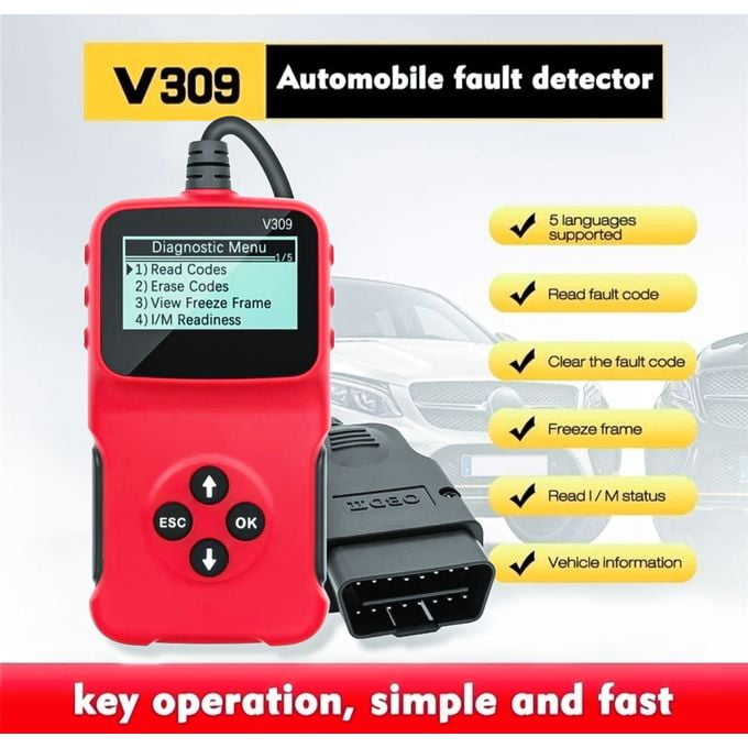 V309 Universal Car OBD2 OBDII Scanner Fault Code Reader Diagnostic Tool Car Code Scan for All ...