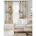Coastal Seahorse Kitchen Curtains Nautical Antique Map Sailboat Shell ...